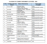 Calendar of Student Enrichment Activities 2024